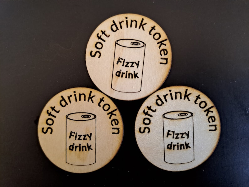 30mm Wooden Drink / Meal Food / Soft Drink Token, Available for ...