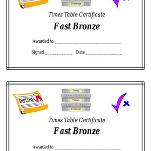 Times Tables Challenge Sheets and Certificates - Etsy