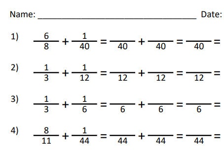 40 Fraction Worksheets for Addition and Subtraction - Etsy