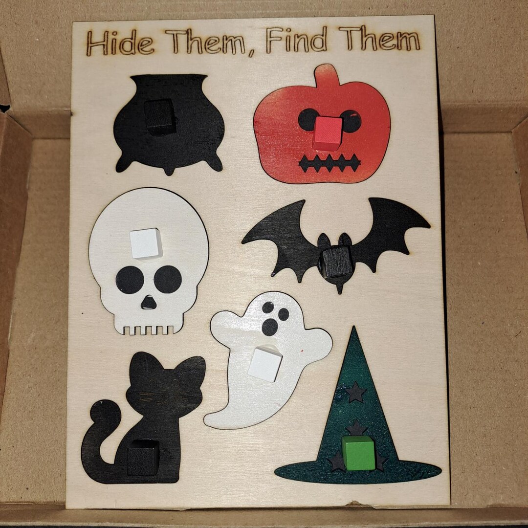 Children's Wooden Hide Them, Find Them Halloween Matching Game - 7 ...