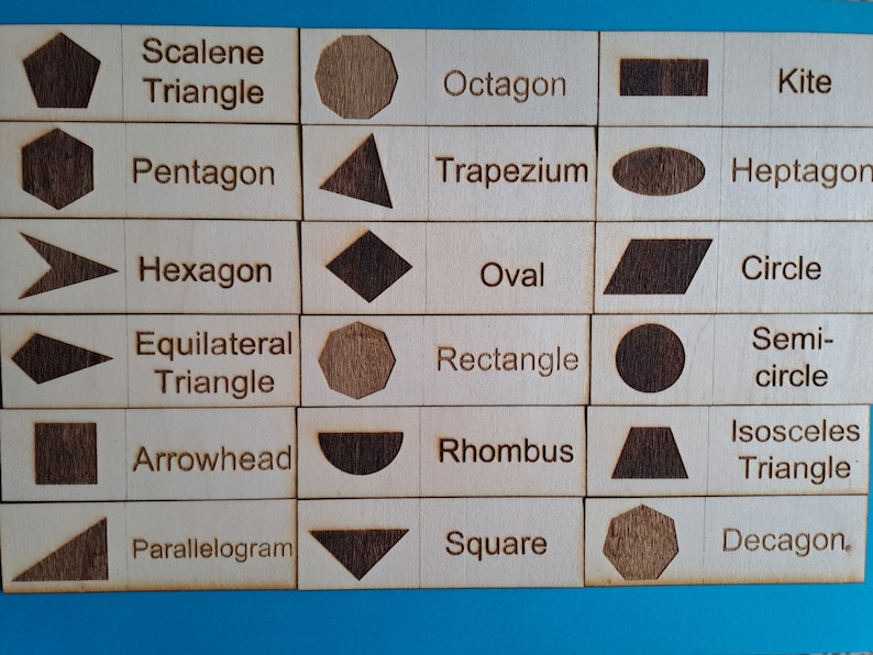 18 Wooden 2D Shape Dominoes - 18 Shape Tiles - Maths Games - Shape and ...