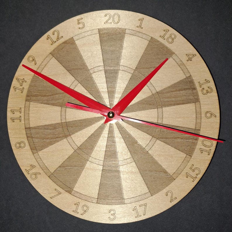 Wooden Analogue Clock With Square Roots as Numbers - 19cm Discs - Laser ...