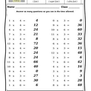 Times Tables Challenge Sheets and Certificates - Etsy