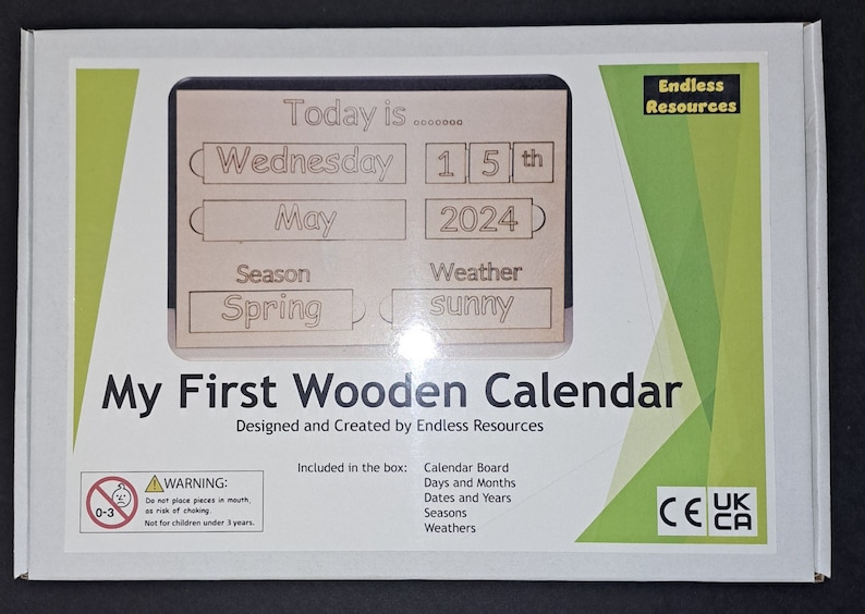EYFS Wooden Calendar for School and Home Use - Day Month Year and Date ...