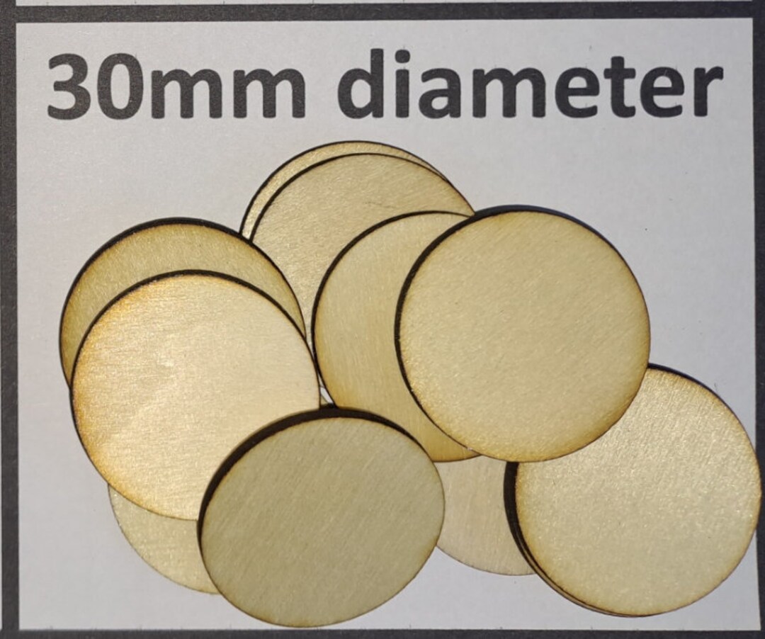 Pack of 50, 30mm by 2mm Wooden Counters - Can Write Own With Felt Tips ...