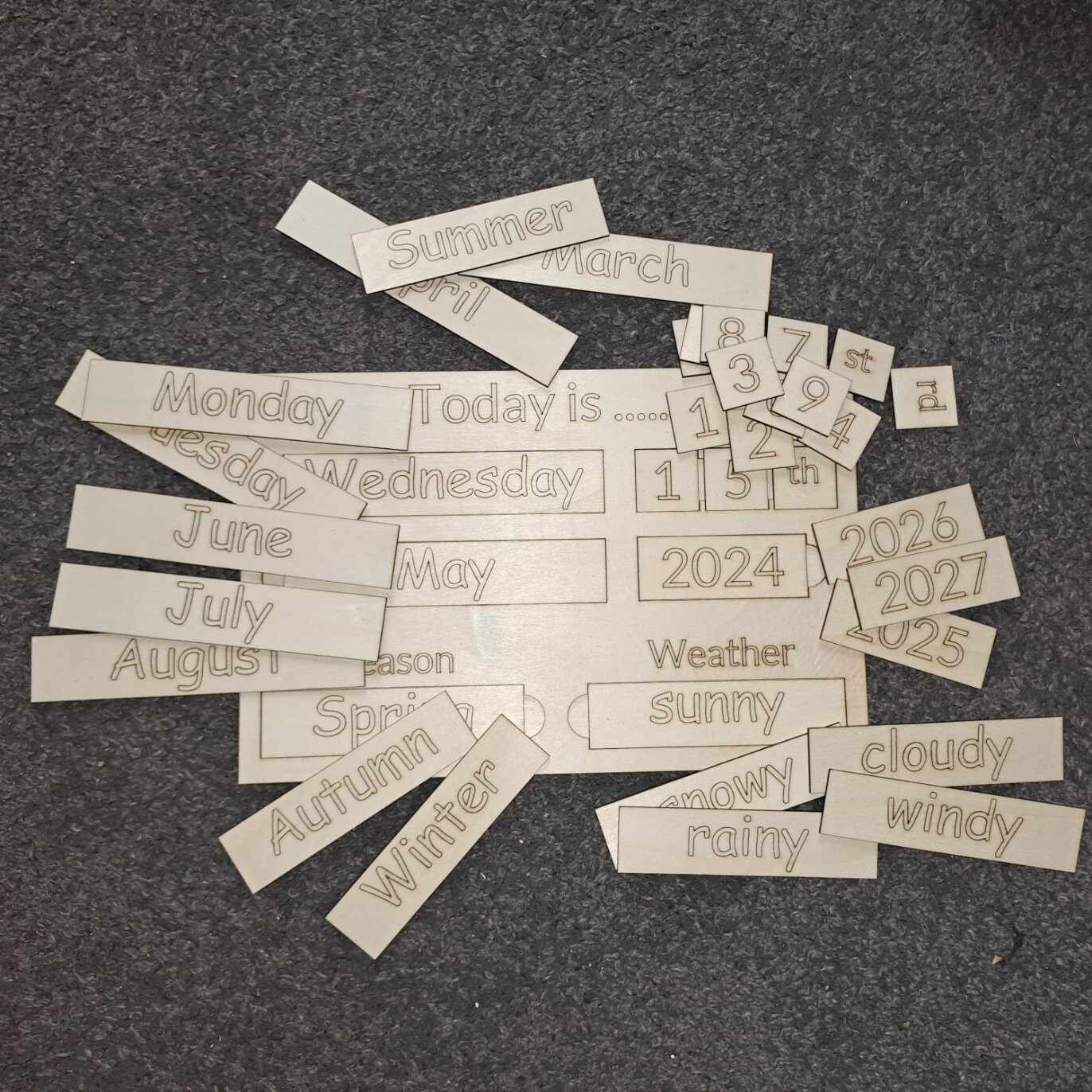 EYFS Wooden Calendar for School and Home Use Day Month Year and Date ...