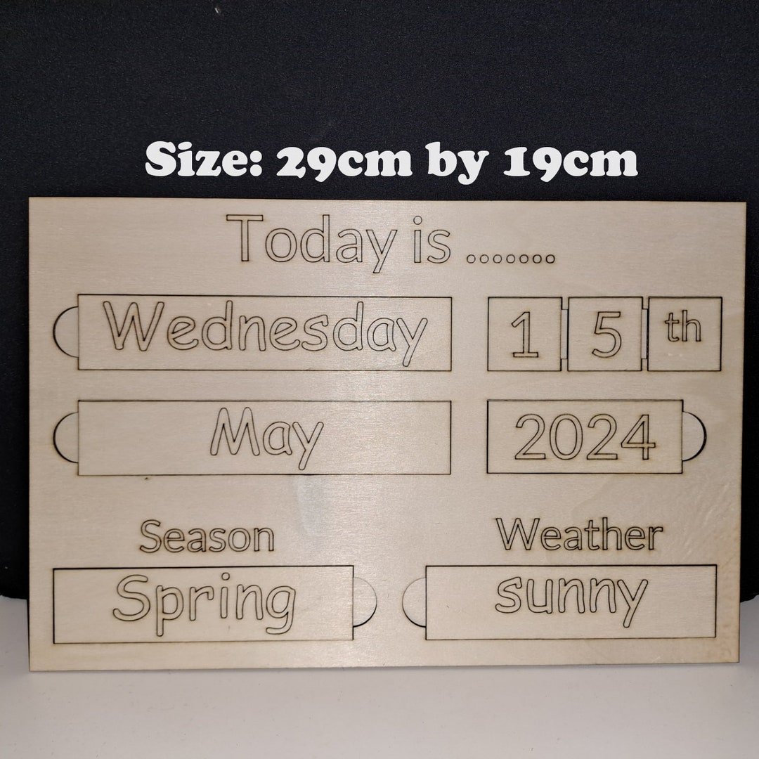 EYFS Wooden Calendar for School and Home Use Day Month Year and Date ...
