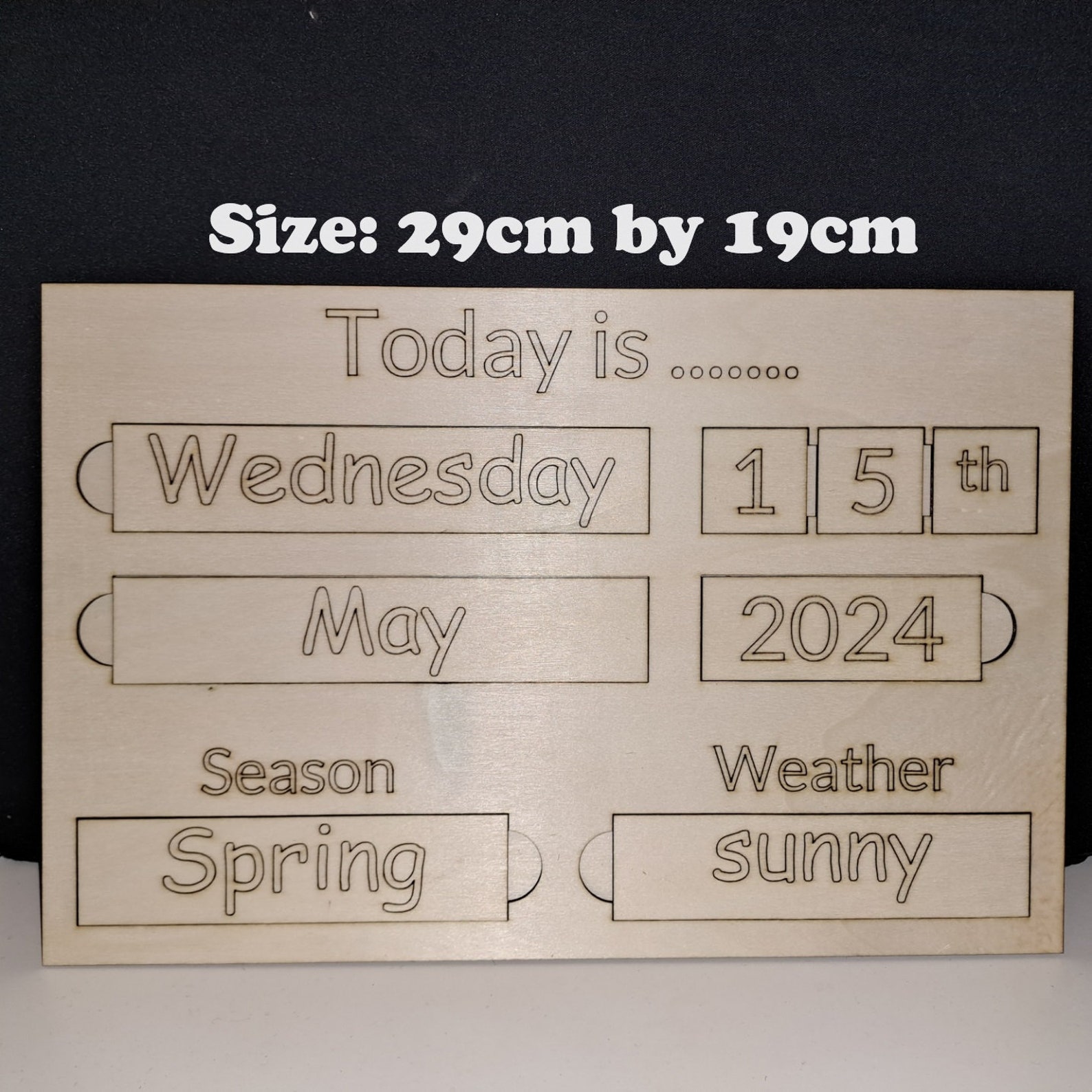 EYFS Wooden Calendar for School and Home Use Day Month Year and Date ...