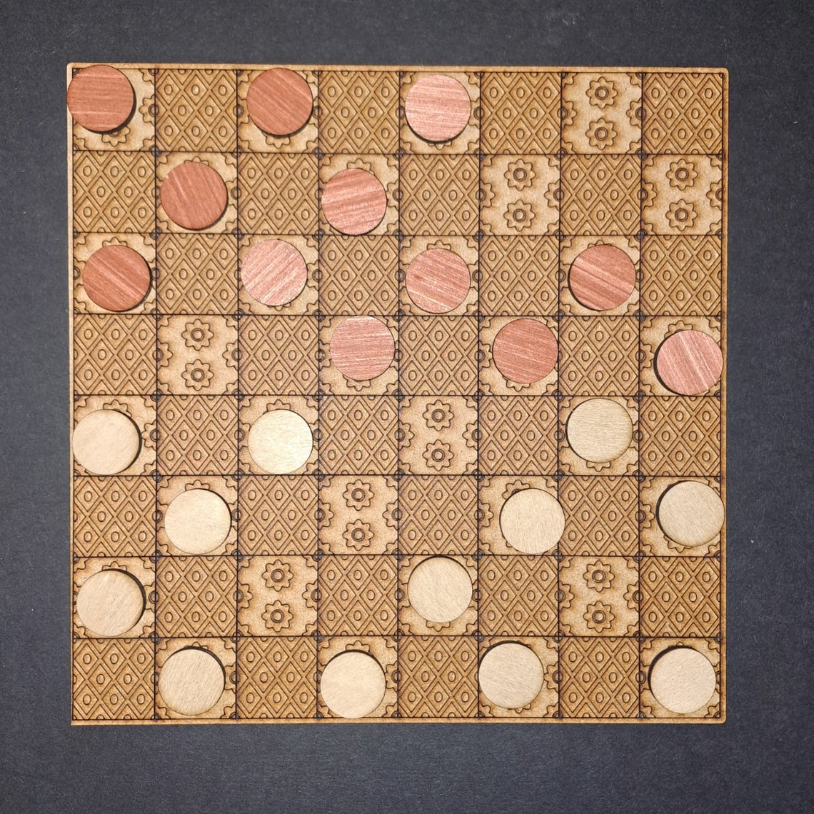 Wooden Draughts Board and Counters - Checkers Board is 20cm by 20cm by ...