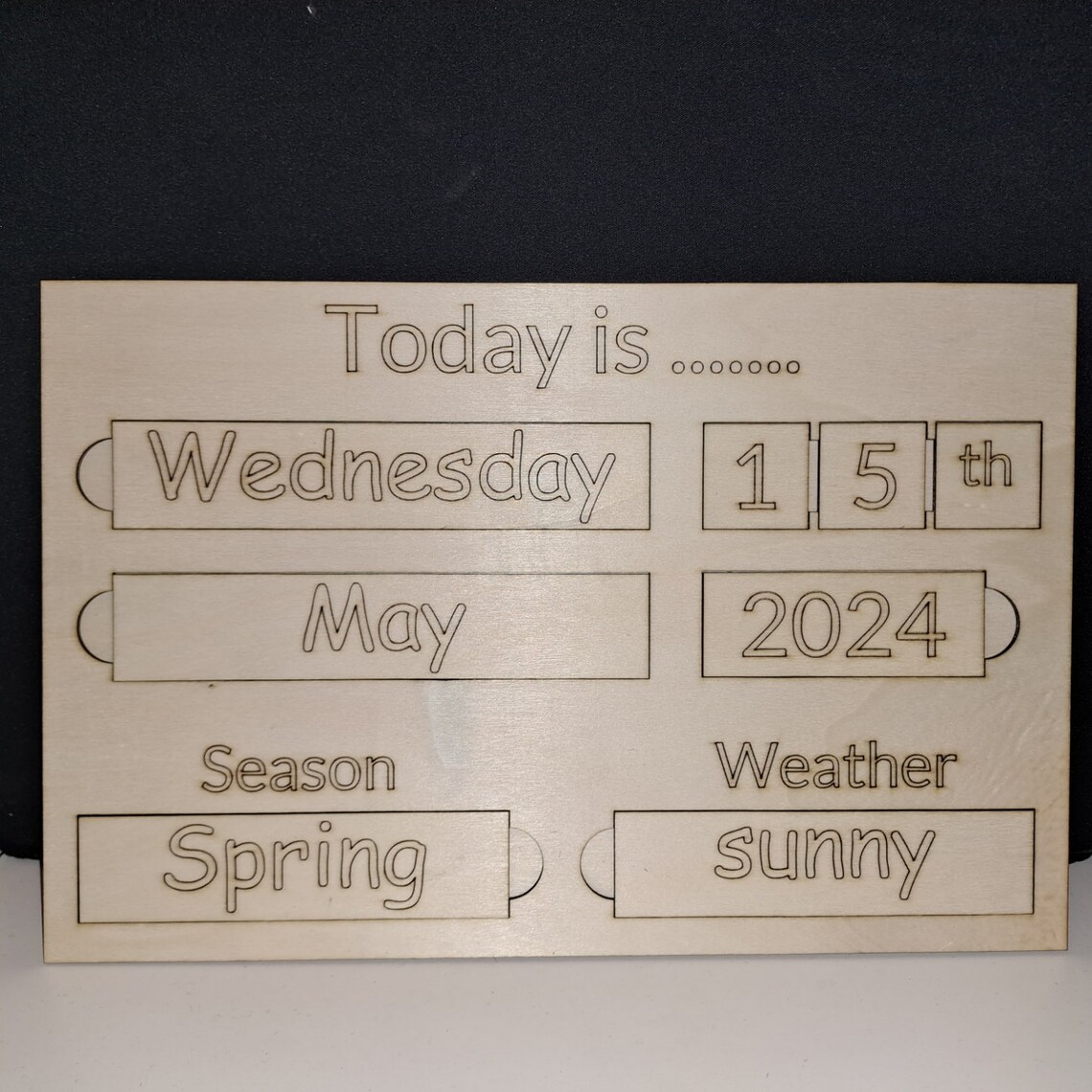 EYFS Wooden Calendar for School and Home Use Day Month Year and Date ...