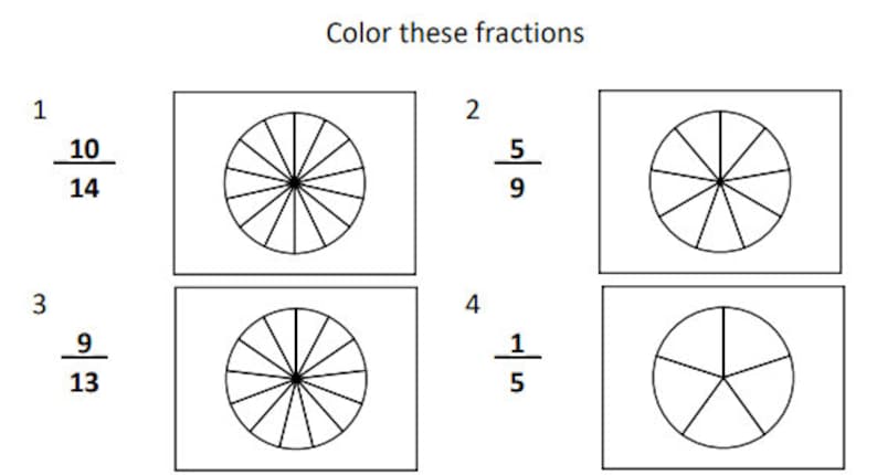 10 Fraction Pie Math Worksheets - Colouring in Fractions - USA and UK ...