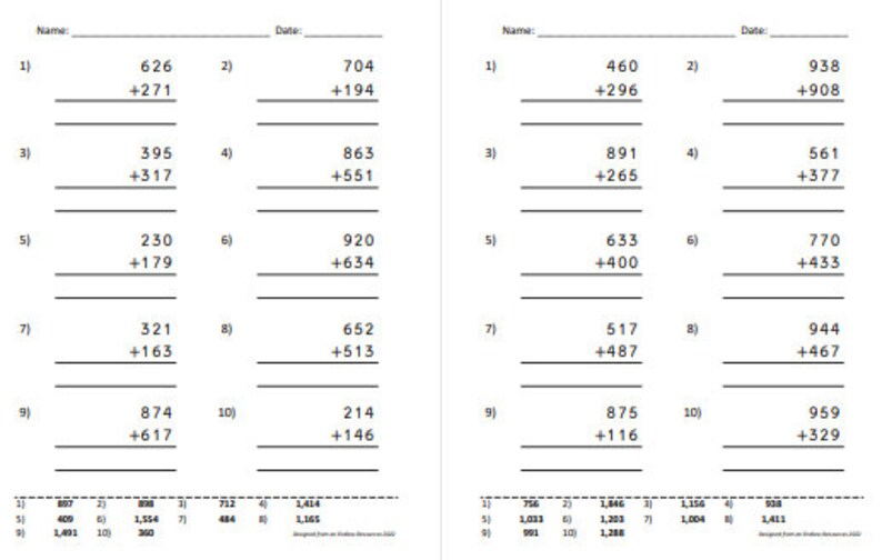 300 Maths Worksheets for Formal Addition, Subtraction, Multiplication ...