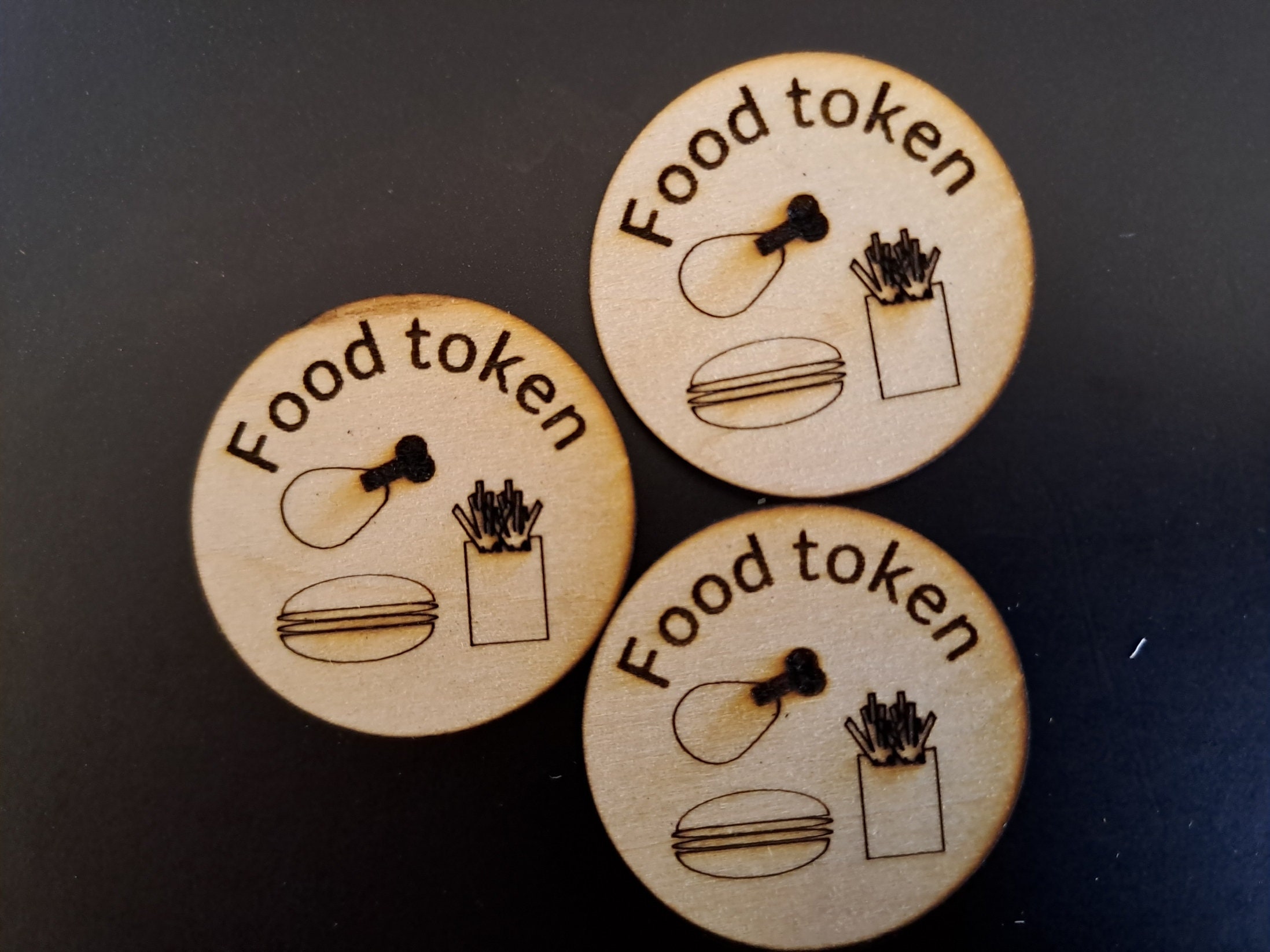 30mm Wooden Drink / Meal Food / Soft Drink Token, Available for ...