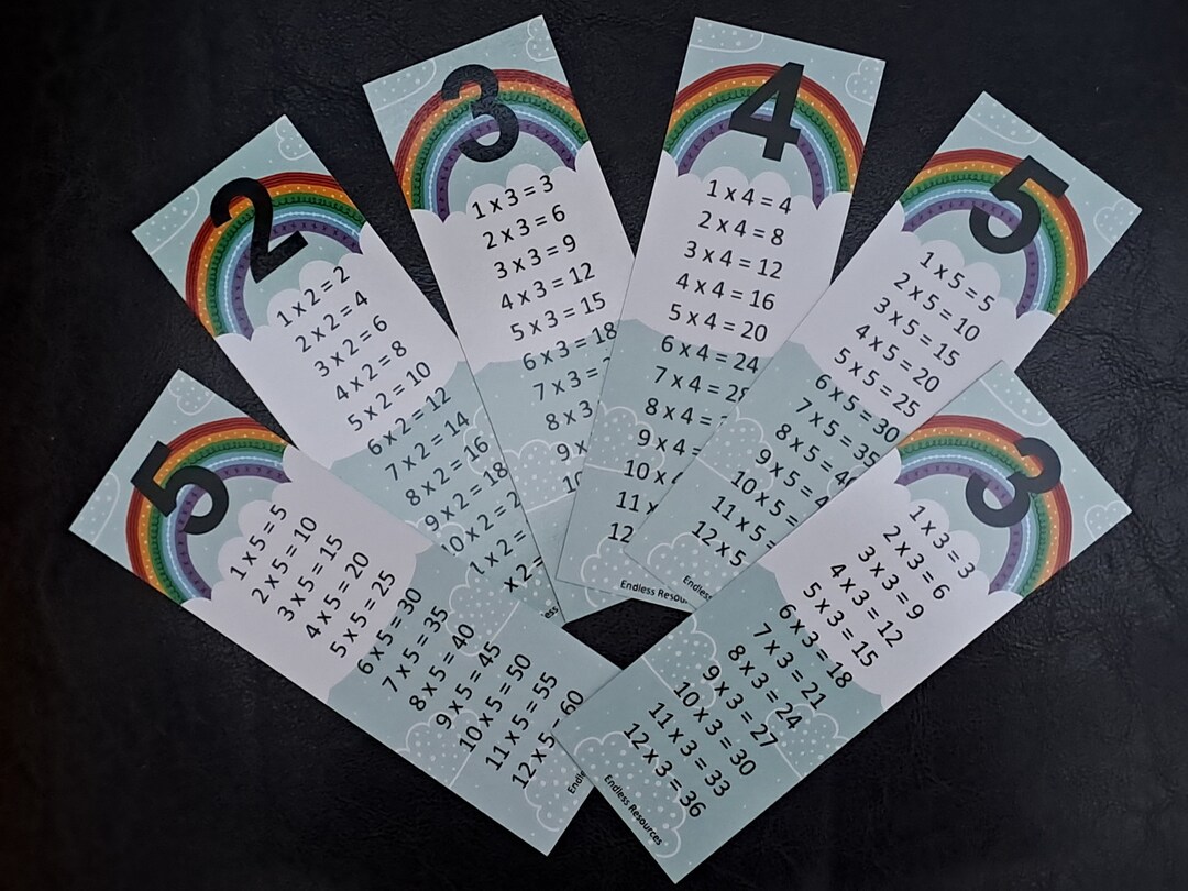 2,3,4 and 5 Times Table Double Sided Printed Bookmarks - 2 With 5 & 3 ...