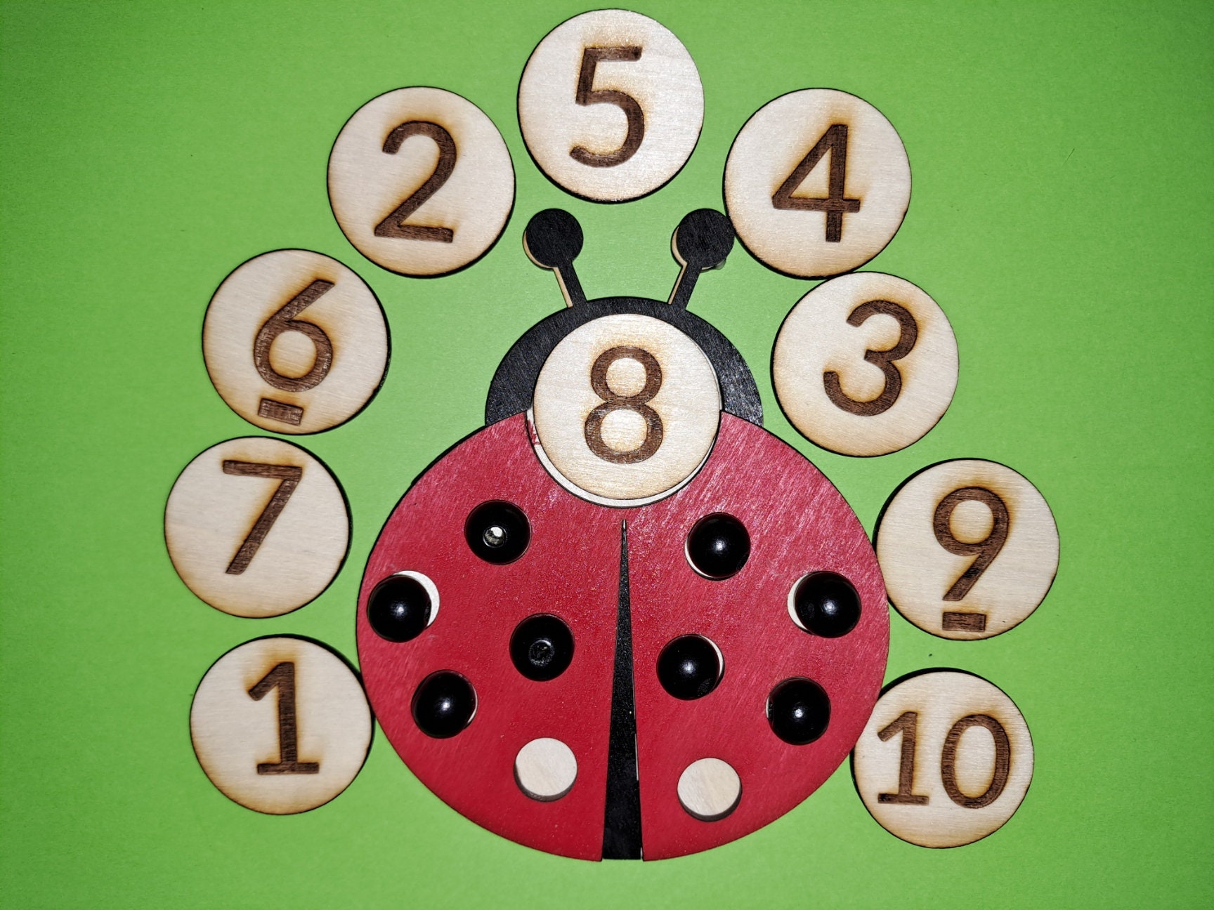 Wooden Counting Ladybird With Wooden 10mm Black Balls and 30mm Number ...