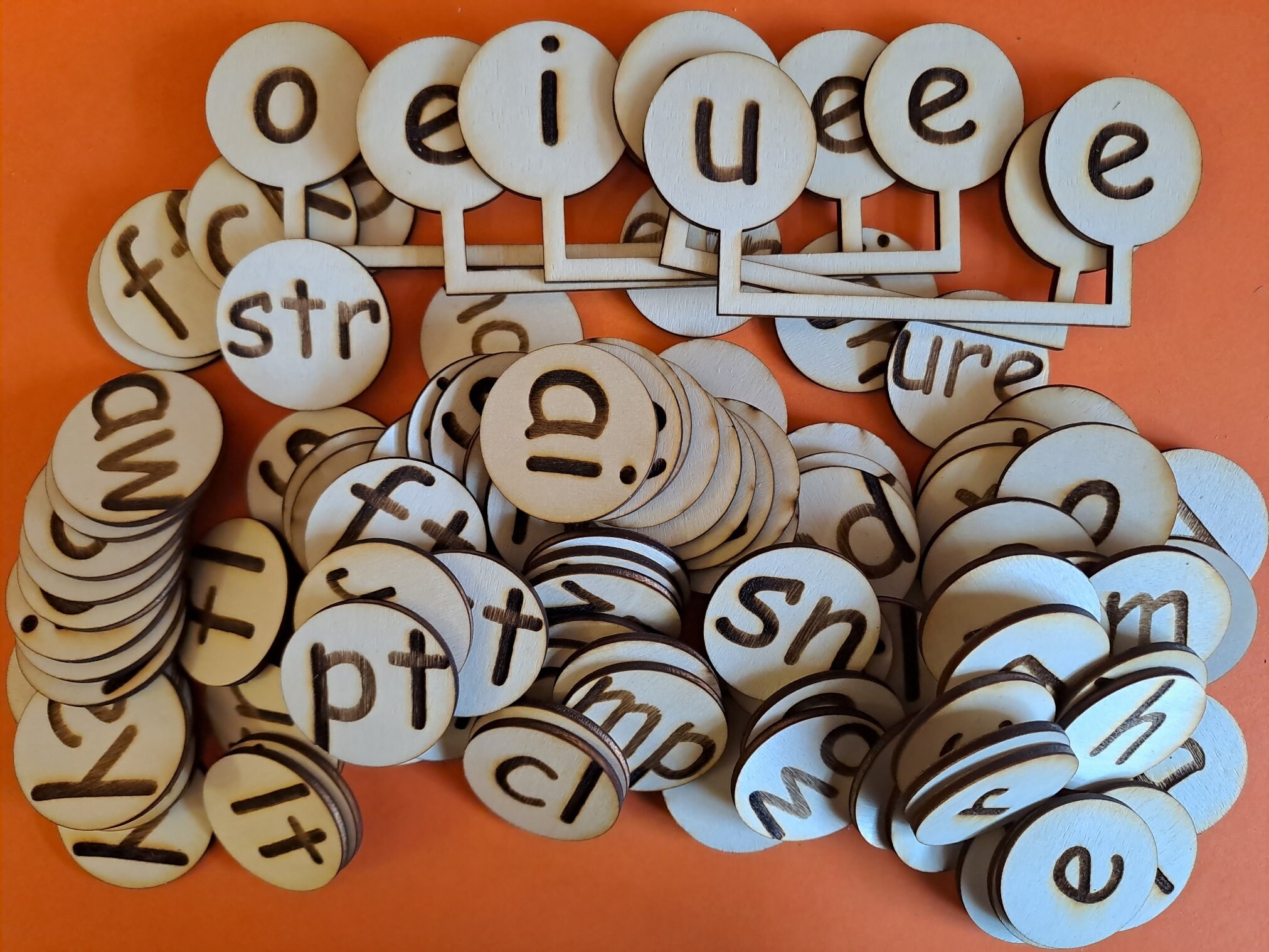 Letters, Numbers, Dotty and Numicon 3cm Diameter Wooden Tiles Alphabet ...