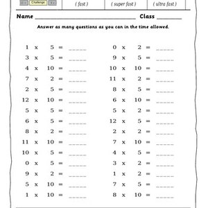 Times Tables Challenge Sheets and Certificates - Etsy