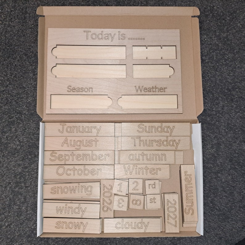 EYFS Wooden Calendar for School and Home Use - Day Month Year and Date ...