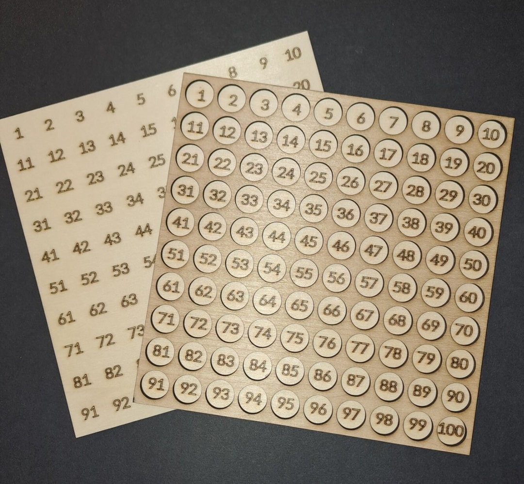 Wooden 100 Squares - 19cm by 19cm and 3mm Thick - 2 Designs Place Value ...