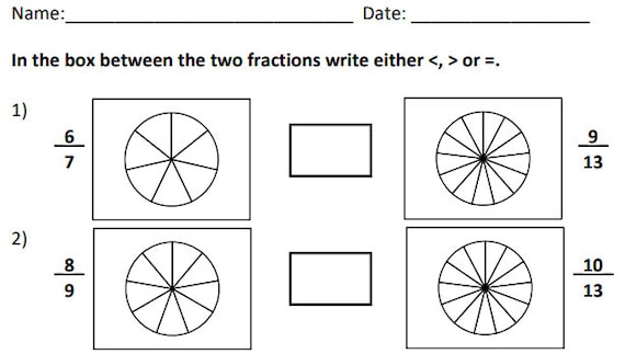 Hojas De Trabajo Para Comparar Fracciones Ejercicios Para Comparar