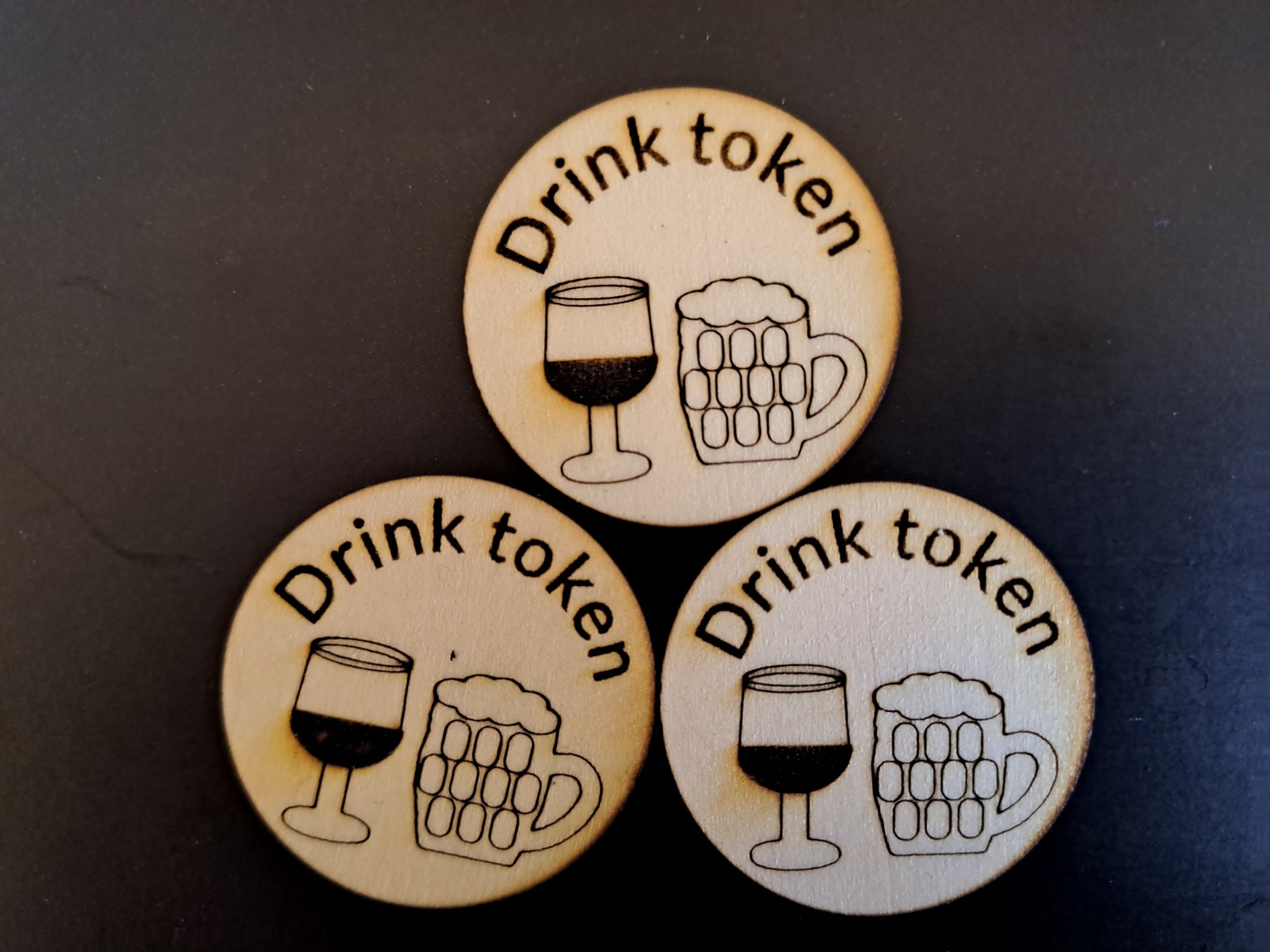 30mm Wooden Drink / Meal Food / Soft Drink Token, Available for ...