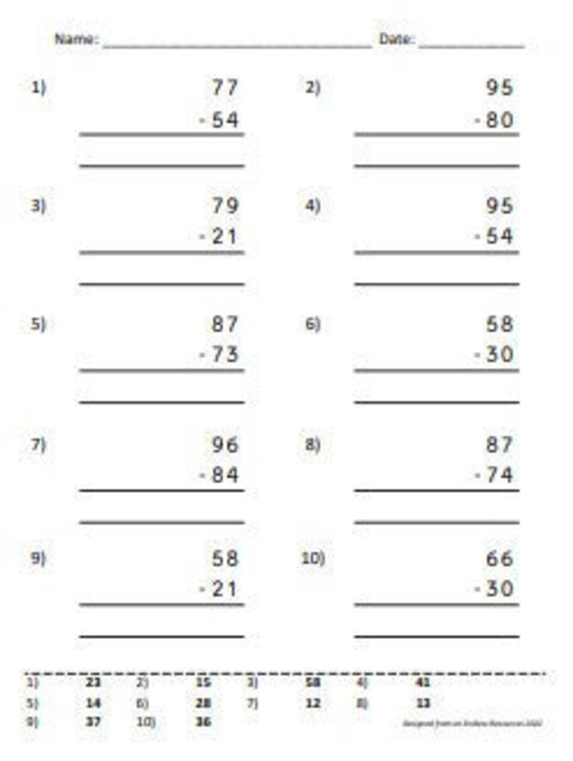 40 Maths Worksheets - 2 Digit Addition and Subtraction - Etsy