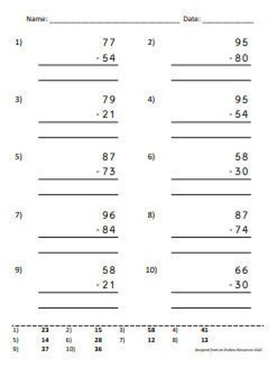 Addition Subtraction Worksheets For Grade 2