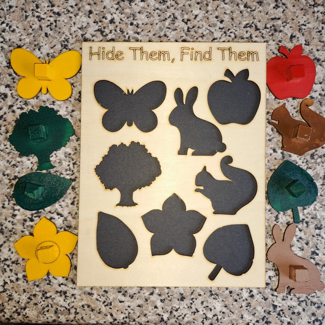Children's Wooden Hide Them, Find Them Garden Matching Game - 8 Pieces ...