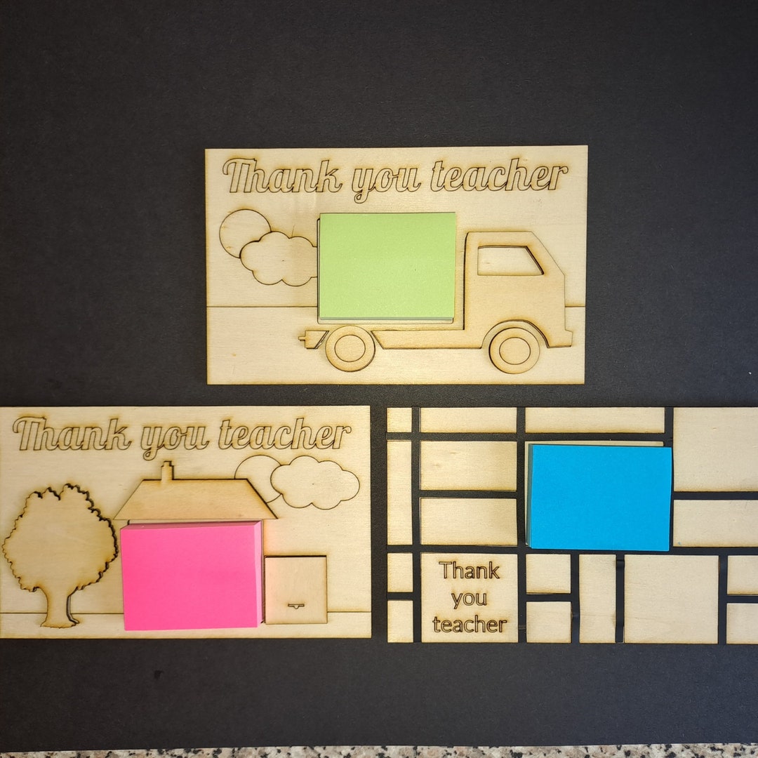 Thank You Teacher Sticky Note Holder 14.5cm by 9cm Colour With Acrylic ...