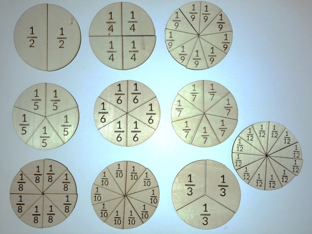 10 Wooden Pie Circle Fractions - 8cm Fractions Pie Discs - Laser Cut ...