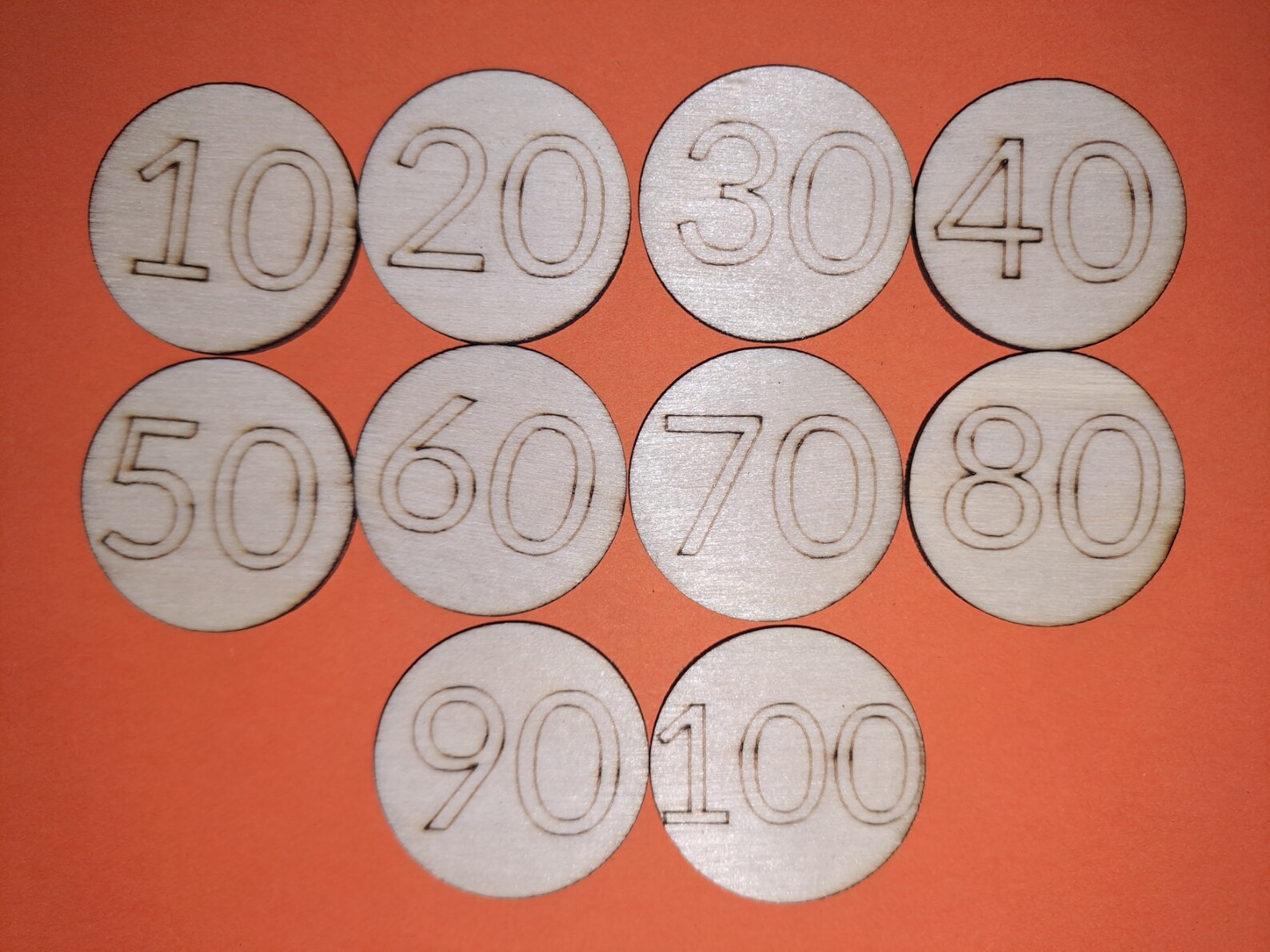Counting up in 5 and 10 to 100 - 3cm Diameter Wooden Tiles Number ...