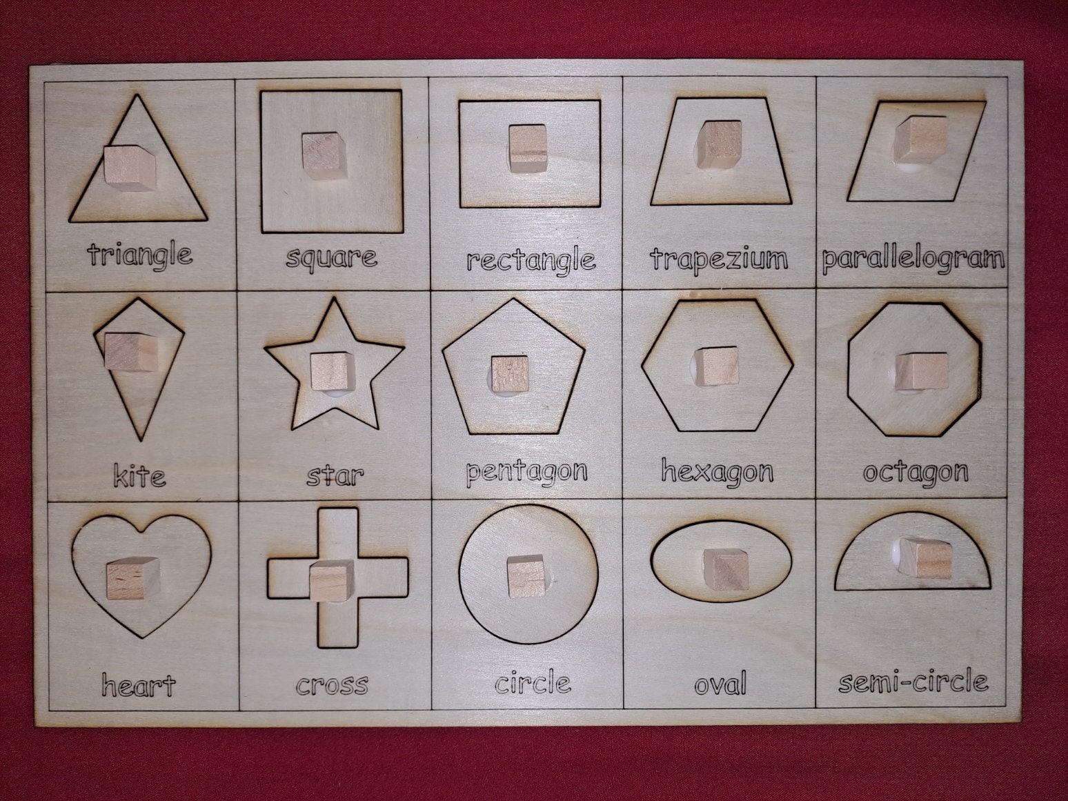 5 Different Varied Shape Slot Boards Simple Wooden 2D Shapes Maths ...