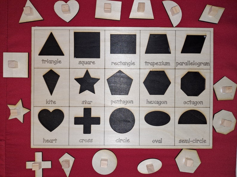 5 Different Varied Shape Slot Boards Simple Wooden 2D Shapes Maths ...