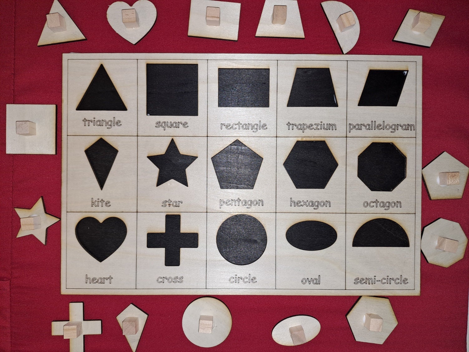 5 Different Varied Shape Slot Boards Simple Wooden 2D Shapes Maths ...