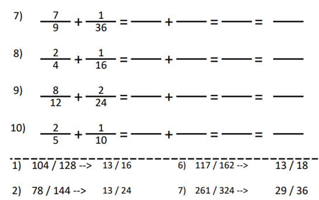 40 Fraction Worksheets - Addition and Subtraction - Etsy