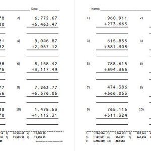 300 Maths Worksheets for Formal Addition, Subtraction, Multiplication ...