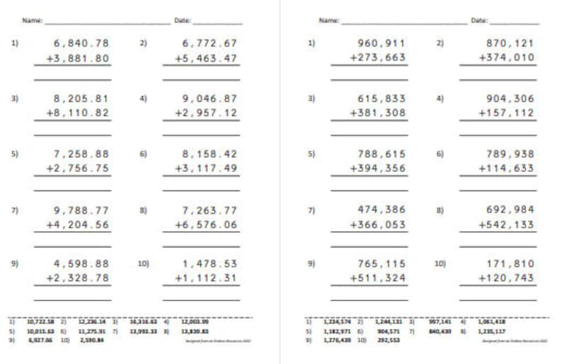 300 Maths Worksheets for Formal Addition, Subtraction, Multiplication ...