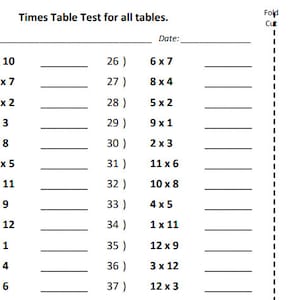 150 A4 Pages Times Table Test Book PDF Files to Print - Etsy