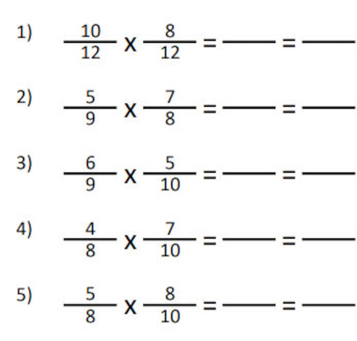 40 Fraction Worksheets - Multiplying and Division - Etsy