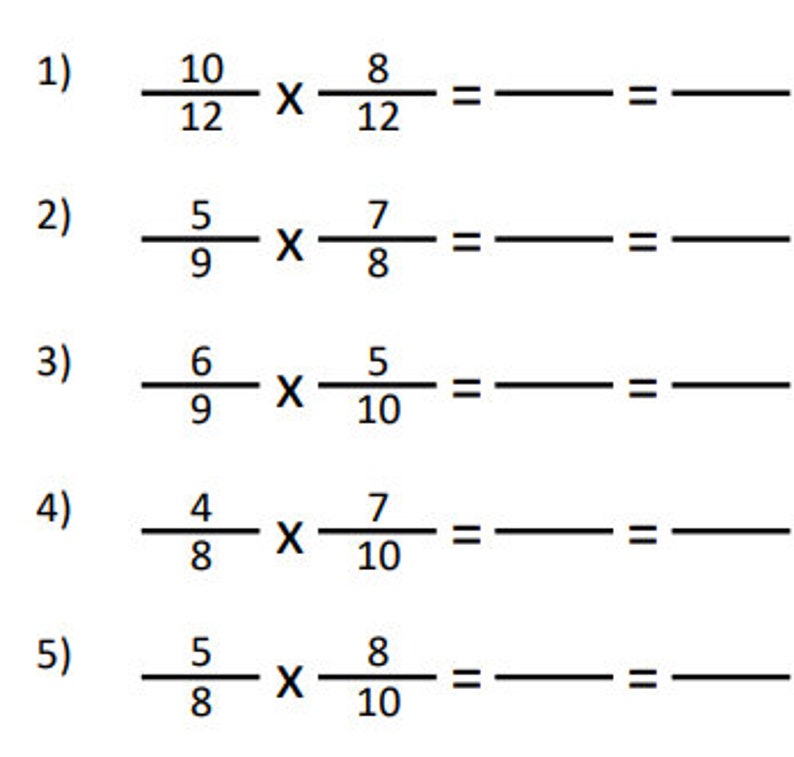 40 Fraction Worksheets - Multiplying and Division - Etsy