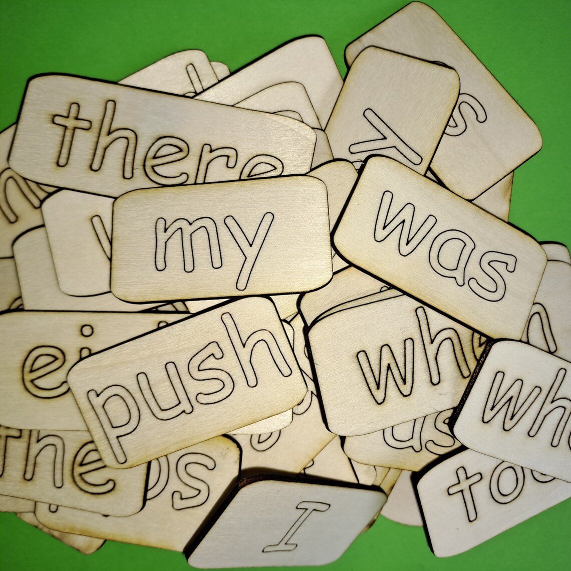 110+ Years 1 and 2 Common Exception Words on Wooden Tiles - 30mm by 45 ...