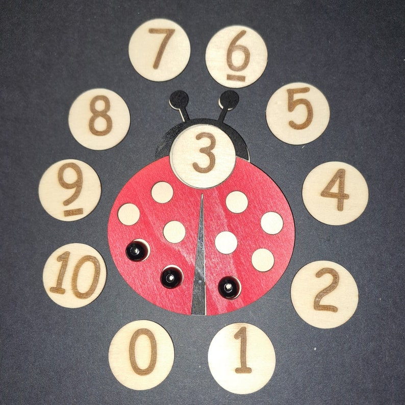 Wooden Counting Ladybird - With Wooden 10mm Black Balls and 30mm Number ...