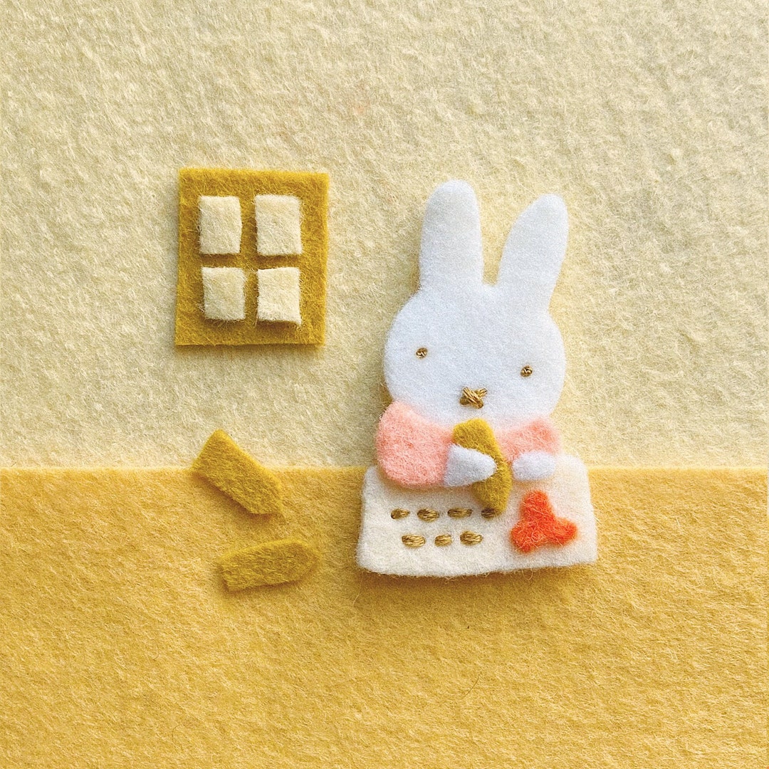 Miffy Felt Pin Miffy at School Soft Artist Bunny Rabbit - Etsy