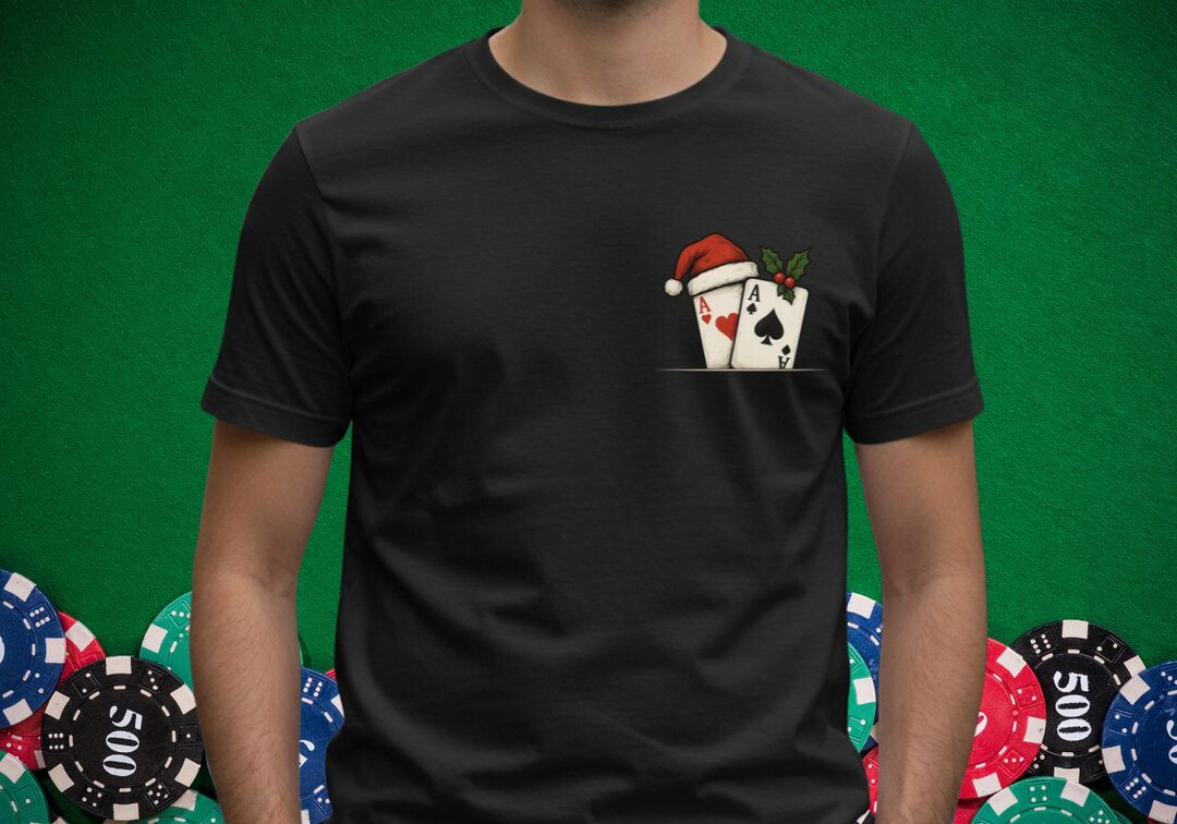 Christmas Poker Player Shirt, Pocket Aces Holiday Tee, Festive Gambling ...