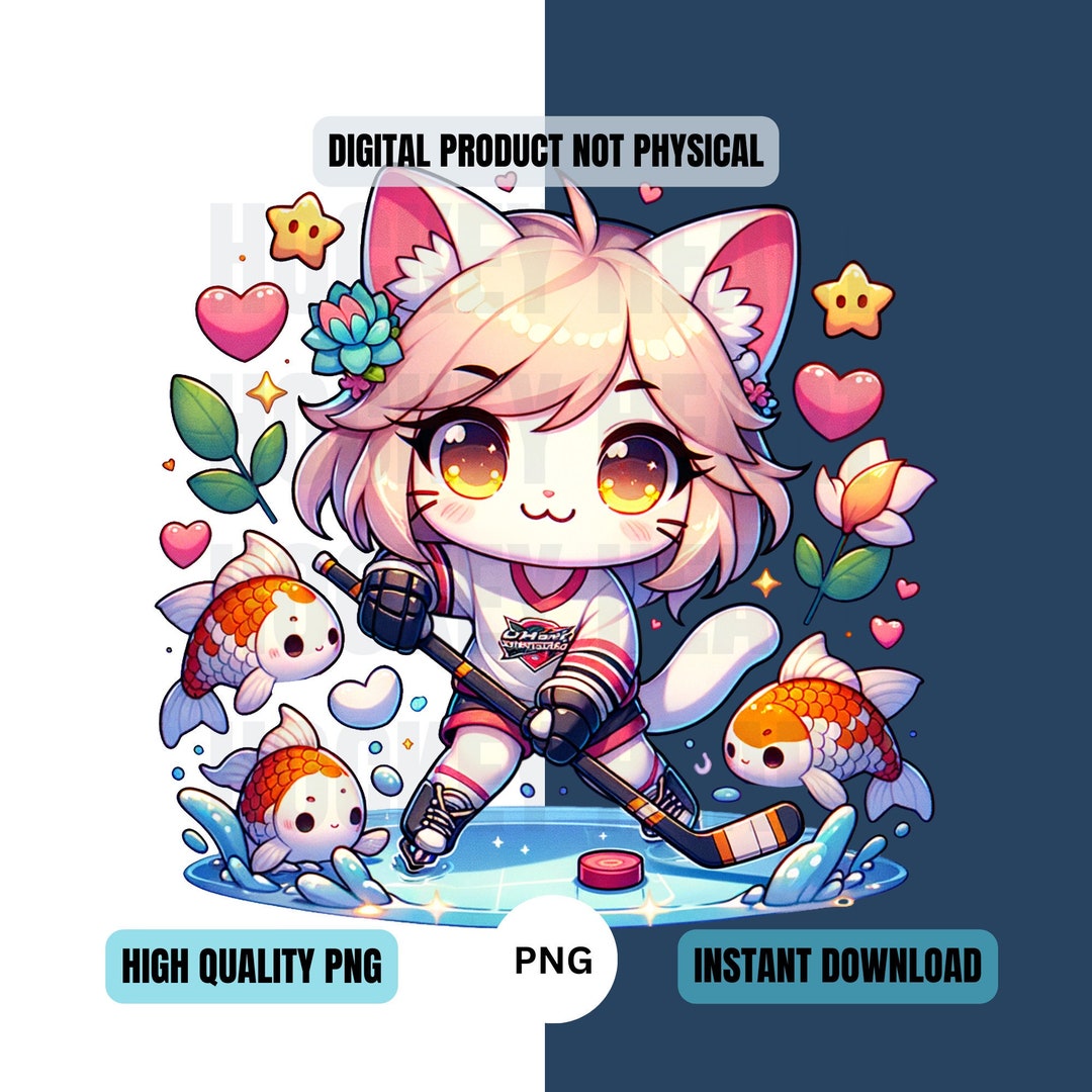 Cute Hockey Girl Png, Hockey Cat Girl Png, Cat Sports Png, Hockey Cat ...