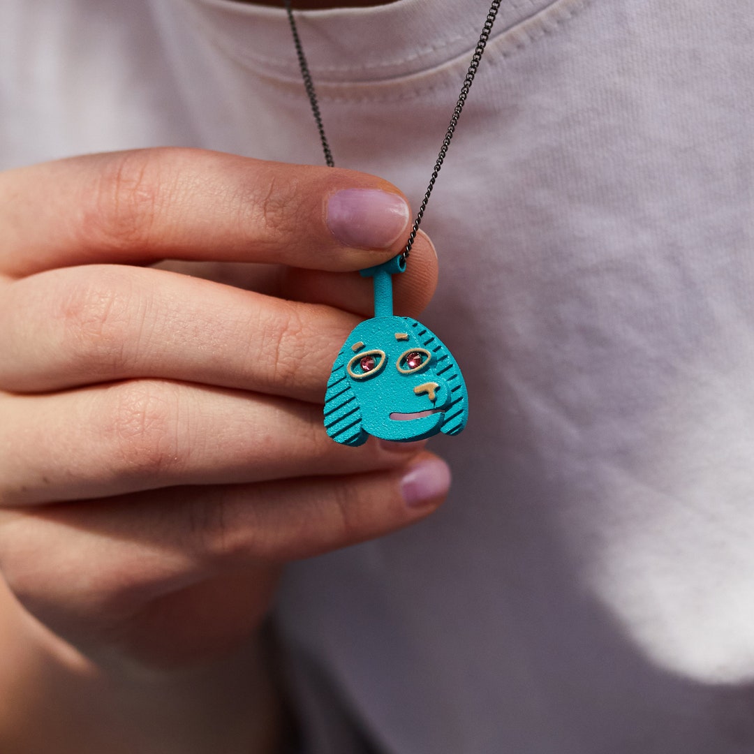 Funny Blue Dog Pendant on a Chain - Etsy