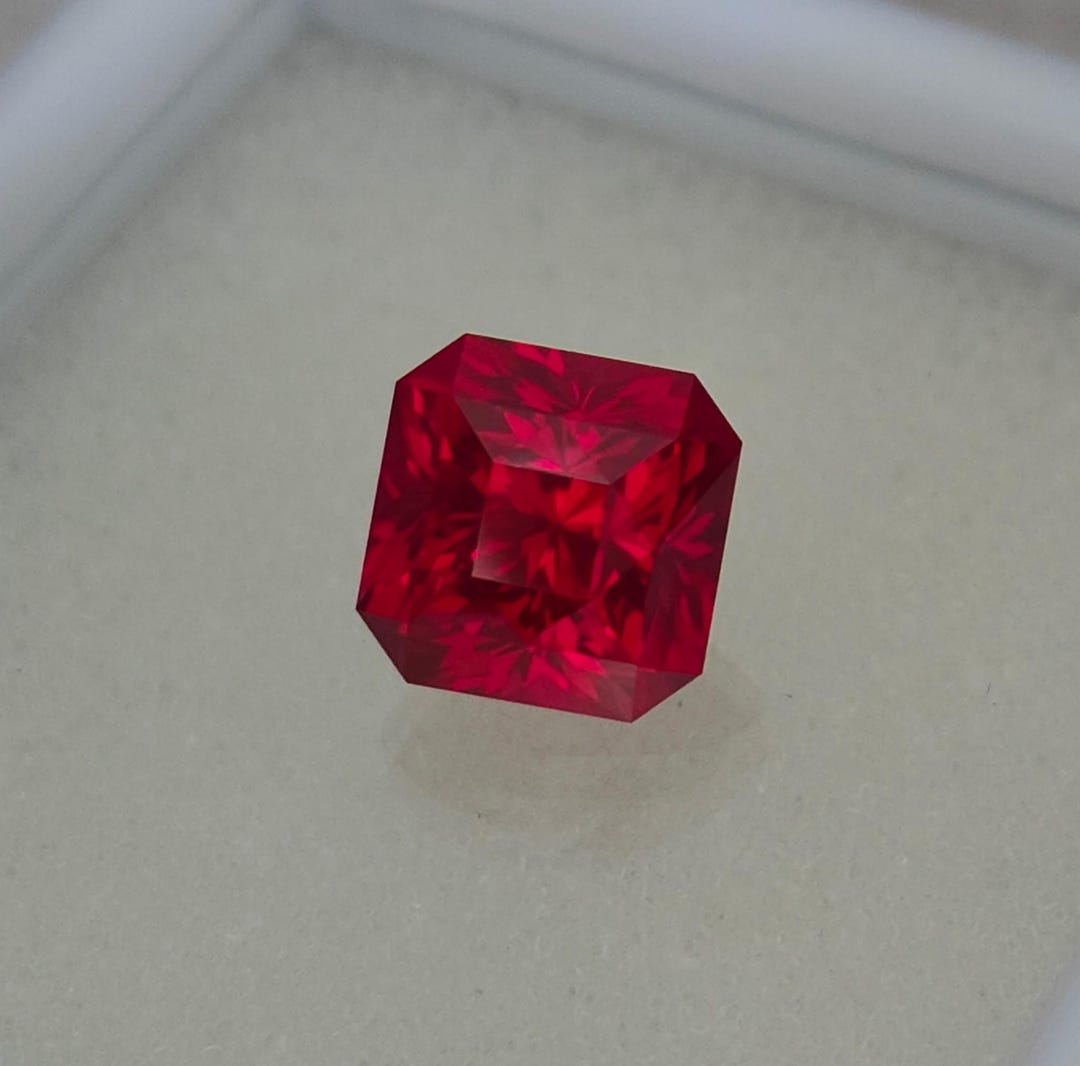 Precision Cut, 4.20 Ct Lab Ruby, 8 MM Asscher Cut Ruby, Loose Gemstone ...