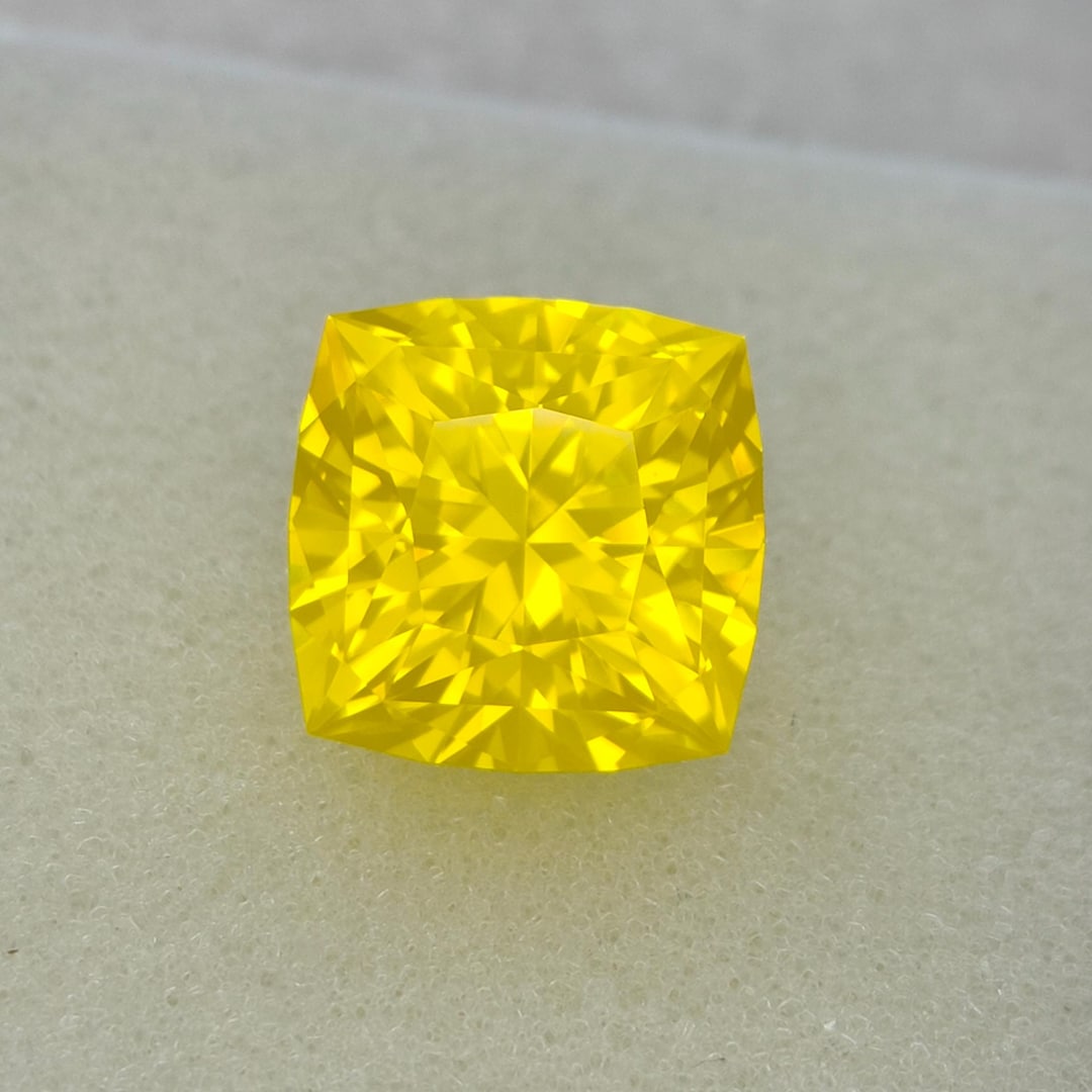 Precision Cut, Lab Yellow YAG Gemstone: 13.75 Ct Cushion Cut, 12MM - Etsy