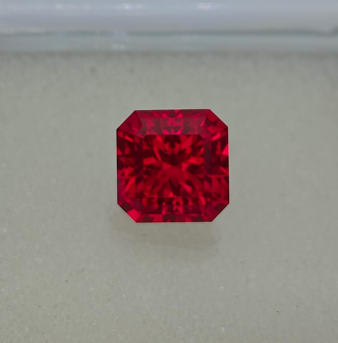 Precision Cut - 3.65 Ct Lab Ruby, 8 MM Asscher Cut Ruby, Solitaire ...