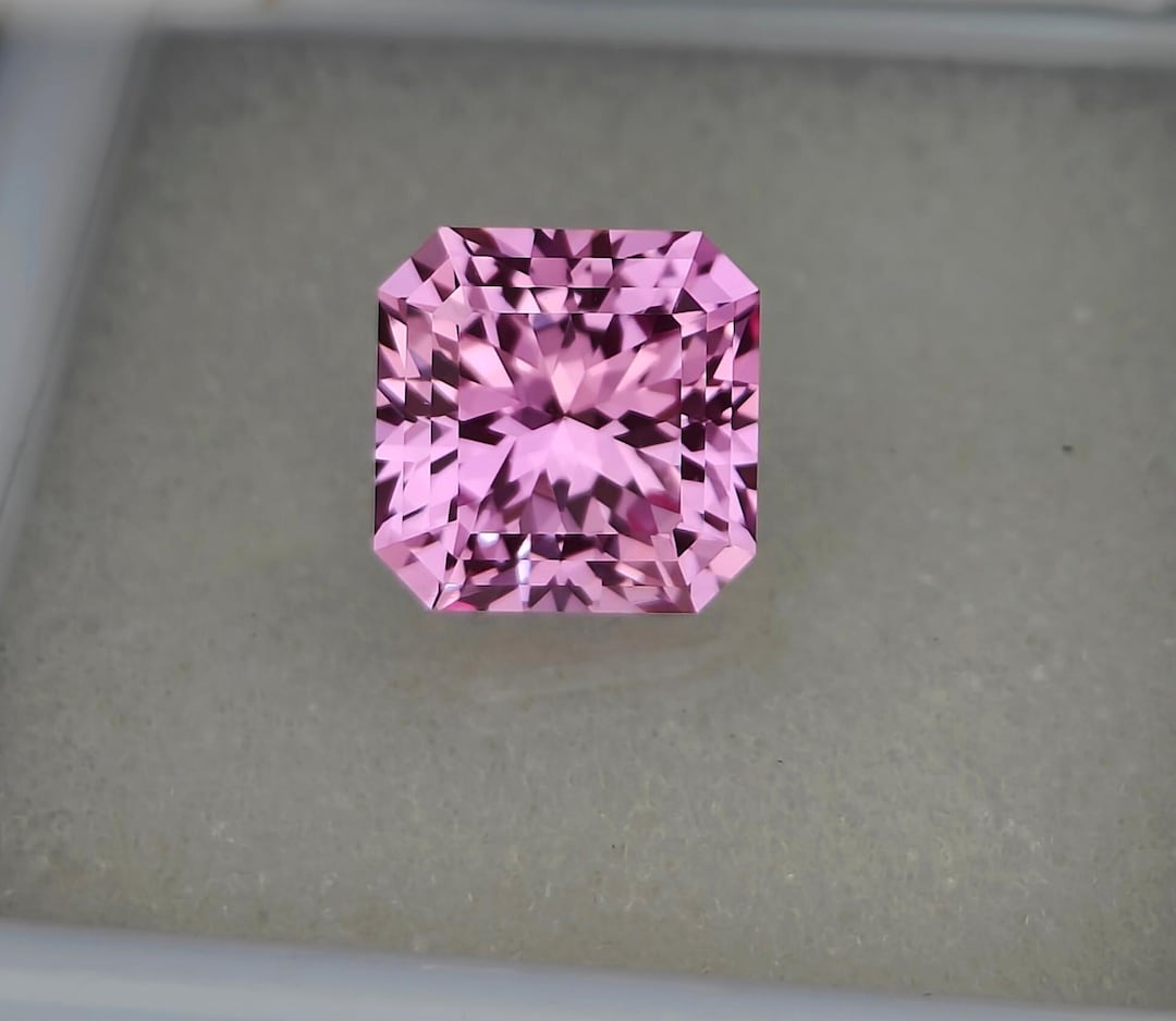 Precision Cut, 6.85 Ct Lab Pink Sapphire, 10 MM Asscher Cut Pink ...